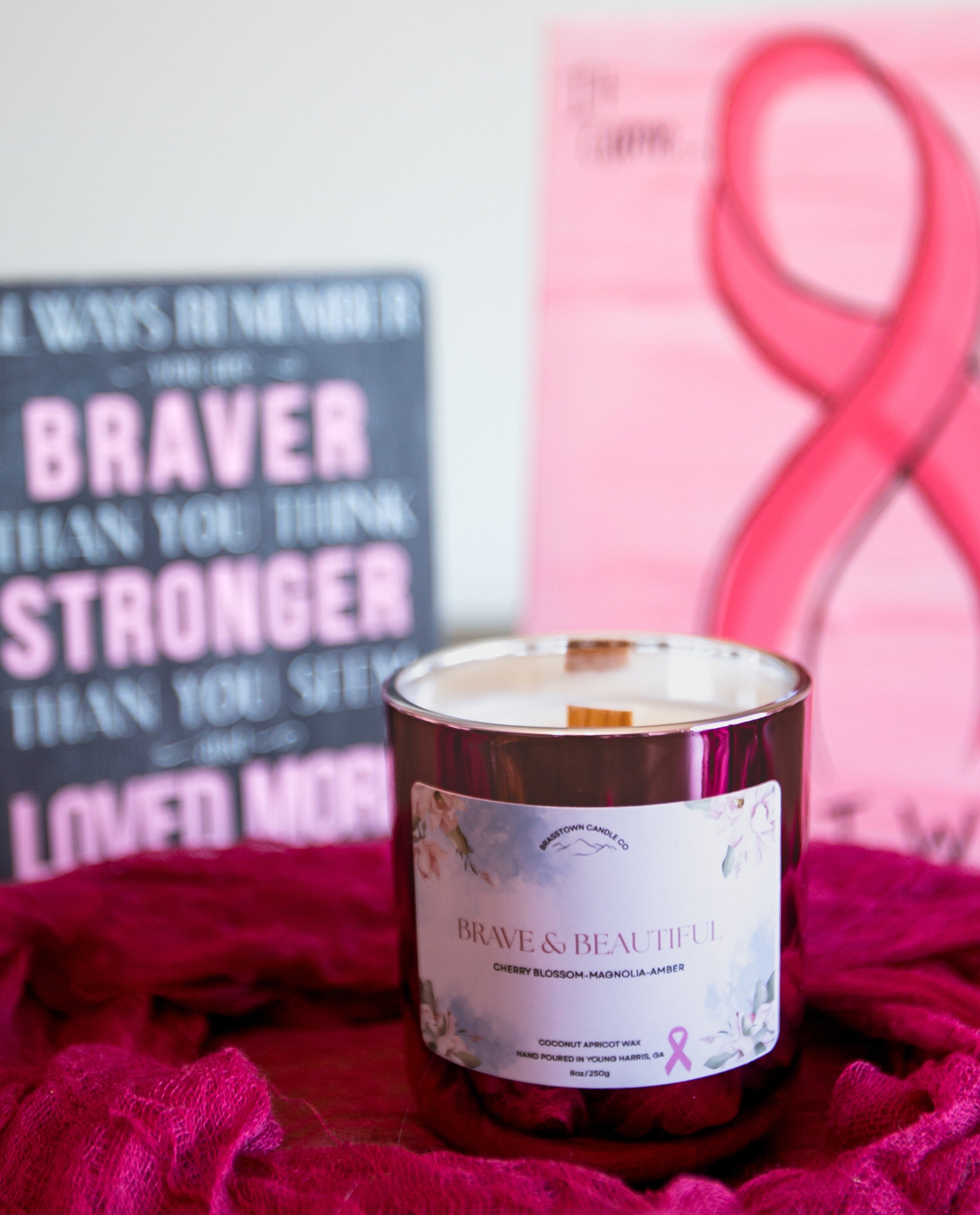 Brave & Beautiful Breast Cancer Candle – Brasstown Candle Co